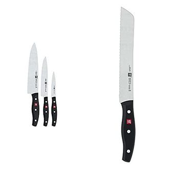 Zwilling 30763-000 Twin Pollux Messerset, Kunststoff-Schalen, 420 x 135 mm, 4-teilig, schwarz & 30726-201-0 Twin Pollux Brotmesser