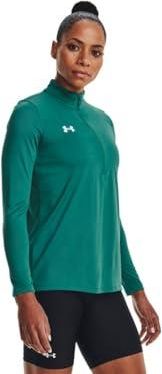 Under Armour Team Tech Demi-fermeture &eacute;clair &agrave; manches longues pour femme, Bleu sarcelle/blanc, Taille S