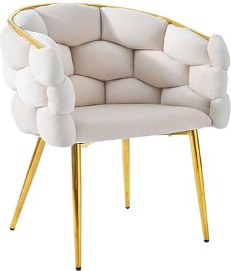 Merax 1 chaise de salle à manger, fauteuil en velours, pieds en fer doré, style bulle moderne, siège doux et coussin large, convient pour le maquillage, la 