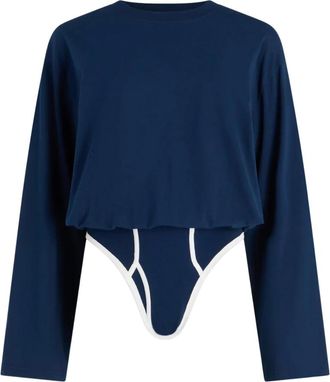 Jean Paul Gaultier Femme, Tops, Bleu, Taille: 38 FR Long Sleeves Body
