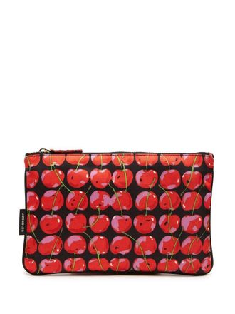La DoubleJ Clutch mit Kirschen-Print - Schwarz