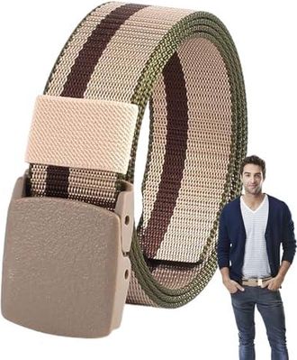 Generico Ceinture avec boucle en nylon - Cnturon r&eacute;glable pour homme, design sans trous | Cnturon tissu de 49 pouces, ceinture de travail en nylon durable avec