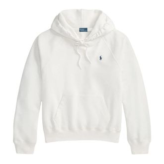 Ralph Lauren Femme, Sweatshirts et sweats &agrave; capuche, Blanc, Taille: 38 FR Sweat &agrave; capuche en molleton coupe ajust&eacute;e