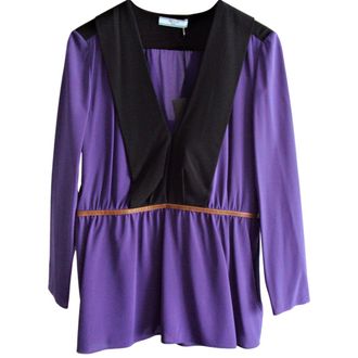 Prada Purple & Black Silk Blouse