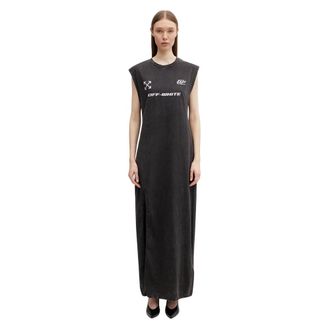 Off-white Kleid mit Marmor-Effekt und Logo-Aufdruck - - Dresses - Damen - Schwarzk - XS