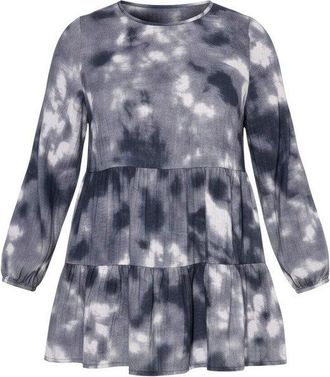 Angel Of Style Longbluse Hemdbluse Musselin Batikmuster Langarm