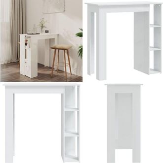 vidaXL Bartisch mit Regal Hochglanz-Wei&szlig; 102x50x103,5 cm Holzwerkstoff - Esstisch - Bartisch - Stehtisch - Bistrotisch - K&uuml;cheninsel - Home & Living