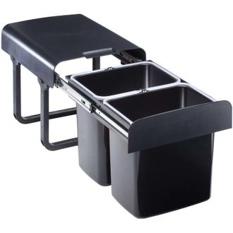 Victory Quellmalz Einbau-Abfallsammler EKKO.20 - 32 Liter (2x16 Liter), schwarz, ab 40er Schrankbreite, mit Vollauszug