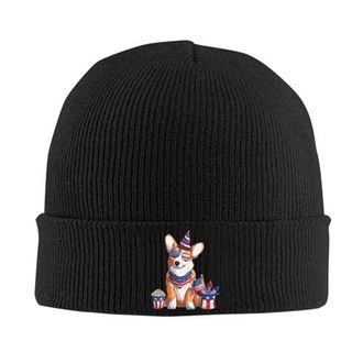 Generic Chiot Corgi America Unisex Skull Cap Coupe-Vent Watch Cap Souple Bonnets Hiver pour Toutes Les Saisons Course À Pied Jogging