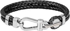 BOSS Jewelry Bracelet pour Homme Collection ARES PRIME avec Cuir Noir et Fermeture en Acier Inoxydable - 1580699M