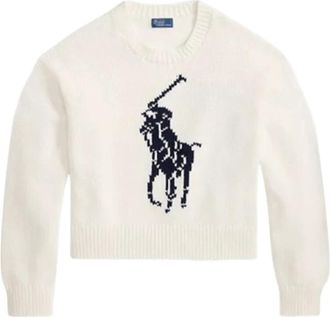 Ralph Lauren Femme, Pulls, Blanc, Taille: 38 FR Big Pony Cotton Sweater