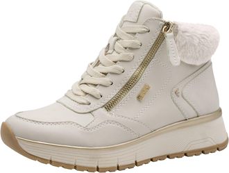 Jana Damen Sneaker hoch mit Kunstfell Vegan, Beige (Ivory), 37 EU