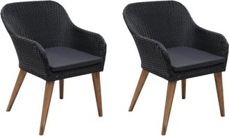 vidaXL Vidaxl - Gartenstühle mit Polstern 2 Stk. Poly Rattan Schwarz