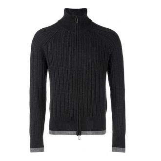 Emporio Armani Gerippte Strickjacke - - Knitwear - Herren - Schwarzk - XL