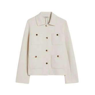 Max Mara Femme, Vestes, Beige, Taille: 38 FR Veste en jersey scuba coupe carr&eacute;e