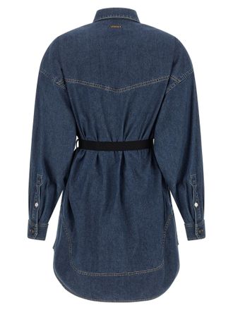 Versace Chambray Denim with Medusa Buttons Dress - Blue