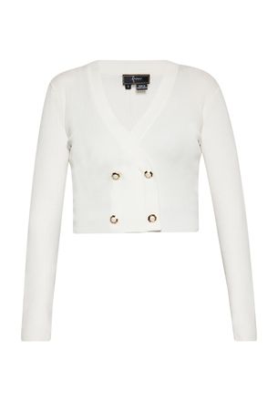 Faina Strickjacke Damen Wollwei&szlig;