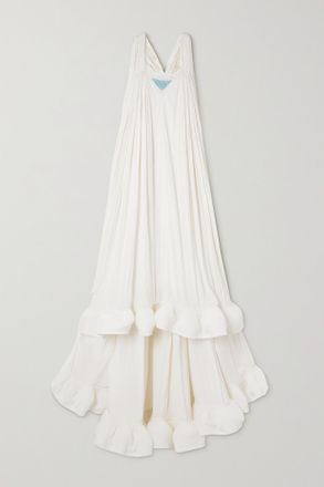 Lanvin Robe Aus Chiffon Mit R&uuml;schen - Wollwei&szlig;