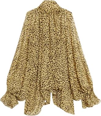 Weili Zheng Femme, Blouses et Chemises, Jaune, Taille: 36 FR S26Sl07 Chemisier pliss&eacute; en mousseline de soie