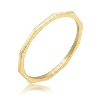 Elli Ringe - Ring Bandring Geo Basic Minimal Look 375er Gelbgol - Gr. 56 MM - in Gold - f&uuml;r Damen