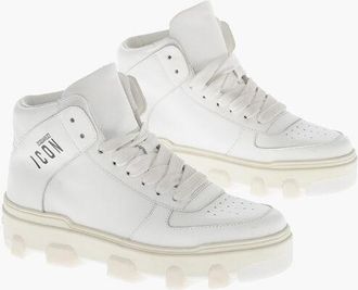 Dsquared2 ICON Solid Color Leather High Top Sneakers size 38