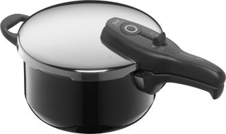 Silit Sicomatic t-Plus Schnellkochtopf 4,5l, Schnelltopf 22 cm, Silargan Funktionskeramik, Induktion, 3 Kochstufen, Einhand-Drehregler, schwarz