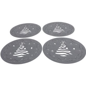 Angoily 4 St&uuml;ck Weihnachtstischsets mit Weihnachtsbaum Motiv rutschfeste Kratzfeste Platzsets f&uuml;r Weihnachtsfeier Tischdekoration Dunkelgrau