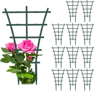 Relaxdays Pflanzenstütze, 12er Set, Kunststoff Rankhilfe, Topf- & Zimmerpflanzen, H x B: 25 x 15 cm, Blumenstütze, grün