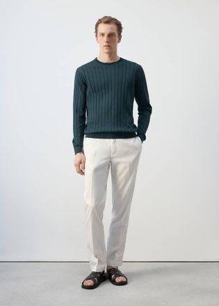 Mango Feinstrickpullover aus 100 % Baumwolle waldgr&uuml;n - Herren - XL - MANGO MAN