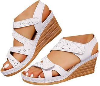 Generic Sandales orthop&eacute;diques larges pour femme avec sangle de cheville et bout ouvert - Semelle souple - Coupe large - Chaussures de plage confortables, Yd 