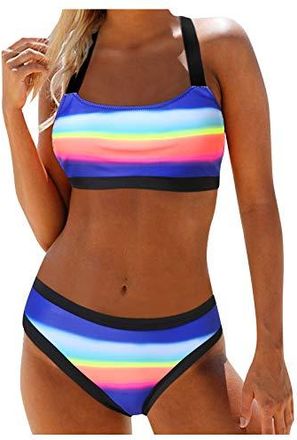 Generico Maillot de bain femme brésilienne maillot de bain plage Beachwear deux pièces Push Up Curvy Summer Bikini Sets Surf Coordonné Triangle Maillot de bain