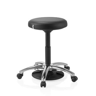 hjh OFFICE Drehhocker Operator Step - H&ouml;henverstellbarer Arbeitsstuhl mit 360&deg;-Drehung, bequemer Softex-Polsterung, Aluminium-Fu&szlig;kreuz f&uuml;r Praxis, Labor & Werkst