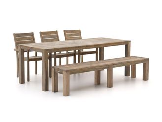 Rough Country Rustic Furniture ROUGH-S 220 cm Gartenmöbel-Set mit Bank 5-teilig stapelbar