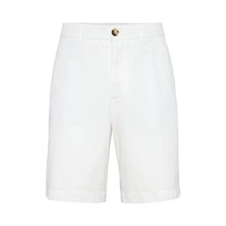 Brunello Cucinelli Homme, Shorts, Blanc, Taille: 2XL Bermuda en Twill