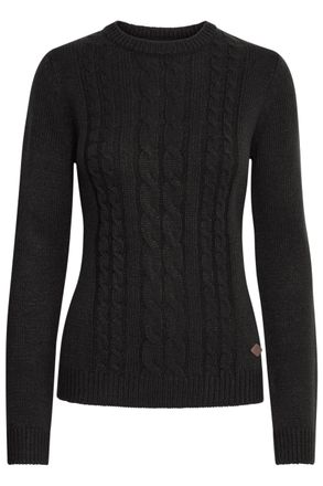 Oxmo OXCarryone Damen Strickpullover Pullover mit Rundhals Label-Badge Regular fit, Größe:XL, Farbe:Black (799000)