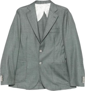 Barba Homme, Vestes, Vert, Taille: L Veste en laine, soie et lin