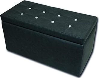 Dmora Aufbewahrungshocker aus Kunstleder, graue Farbe, Maße 90 x 45 x 45 cm