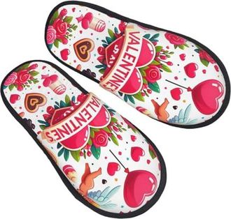 Generic Chaussons Maison Cadeaux Joyeux Amour Coeurs Roses Doux Pantoufles En Coton Anti Odeur Slippers Pour Unisex Hôtels Automne L