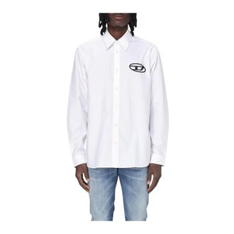 Diesel Klassisches Wei&szlig;es Popeline-Hemd mit Logo - - Shirts - Herren - Wei&szlig; - M