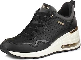 Skechers Femme Million Hotter Air Basket, Black Duraleather/Leather Trim, 39.5 EU