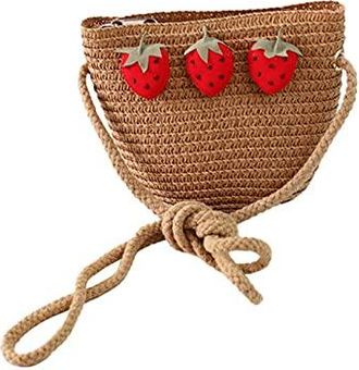 Generic Petit sac bandoulière en paille tissée OutsideSacs à bandoulière pour enfants, kaki, Taille unique