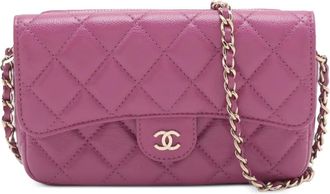 Chanel étui pour smartphone en peau dagneau matelassée à bride en chaîne (2021) - Violet