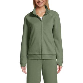 Lands End Serious Sweats Rei&szlig;verschluss-Jacke, Damen, Gr&ouml;&szlig;e:44-46 regular, Gr&uuml;n, Baumwoll-Mischung/Polyester-Mischung, by Lands End