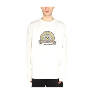 Diesel Homme, Sweatshirts et sweats &agrave; capuche, Blanc, Taille: XL SweaT-shirt &agrave; &Eacute;cusson Logo