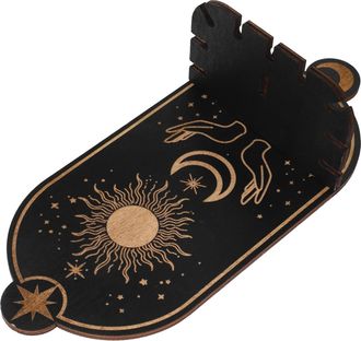 Cabilock Antikes Holz Kristall Regal Wandmontage Schwarzes Crystal Shelf für Wohn Arbeitszimmer Boho Stil Stabil und Dekorativ