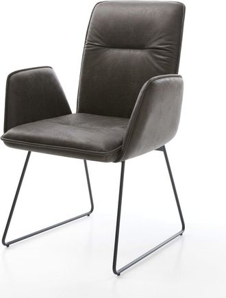 DELIFE Esszimmerstuhl Vinja-Flex Mikrofaser Anthrazit Vintage Kufengestell Schwarz, Esszimmerstühle