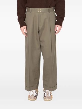 Kolor Hose mit Bundfalten - Grün