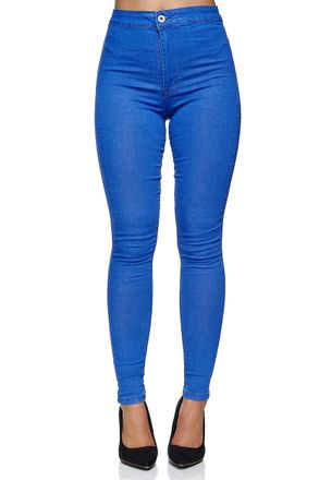 Elara Damen Slim Fit Hose Highwaist Jeans Chunkyrayan 915-18C Blau 44 (2XL)