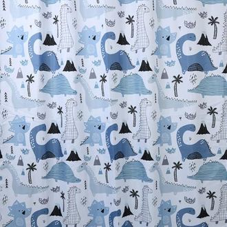 Gedy Vorhang, 120 x 200 cm, Dinosaurier, weiß-blau