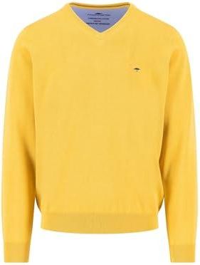 Fynch-Hatton Pull en tricot fin en coton avec col en V, ambre, L